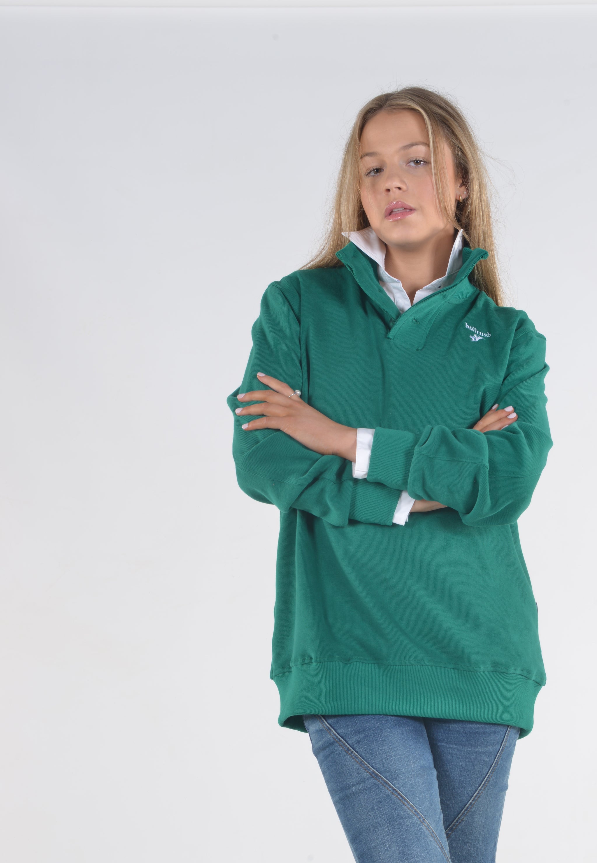3 BUTTON SWEAT Green (unisex) – BullRush Clothing